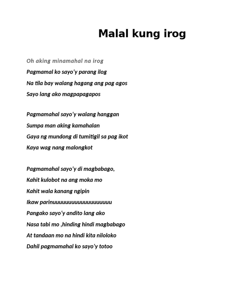 Malal Kung Irog | PDF