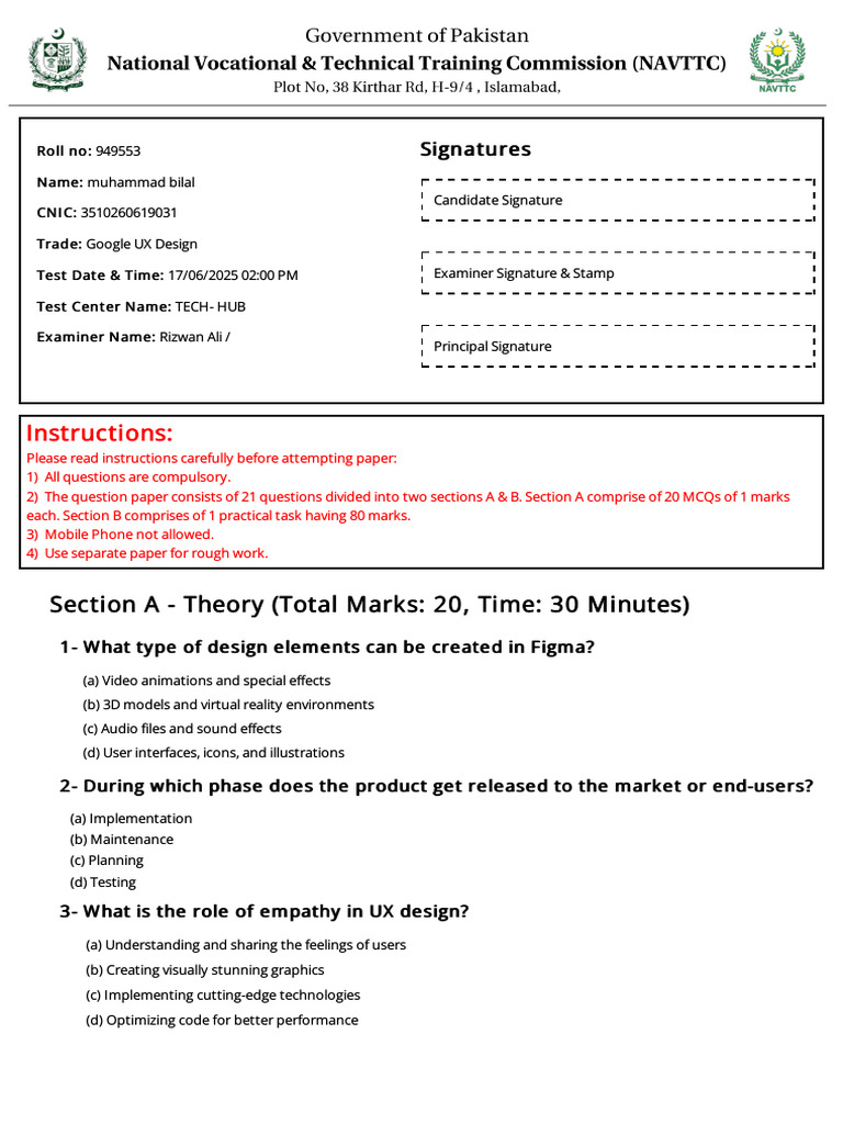 Google UX Design Exam Instructions and Questions | PDF | Usability ...