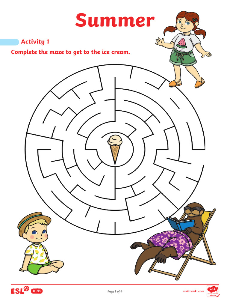 T e 1722604235 Esl Summer Activity Sheet Kids A1 Ver 3 | PDF | English ...