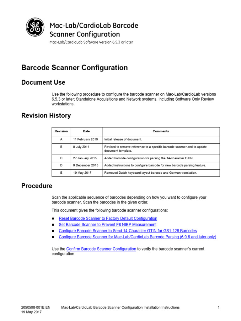 Barcode Scanner Configuration SM 2050508-001 E | PDF | Barcode | Image Scanner
