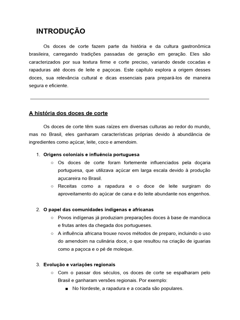 Doces de Corte: História e Preparação | PDF | Chocolate | Amendoim