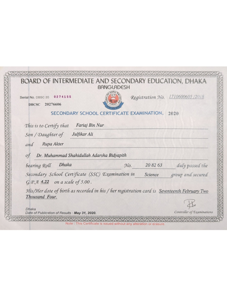 SSC, Certificate | PDF