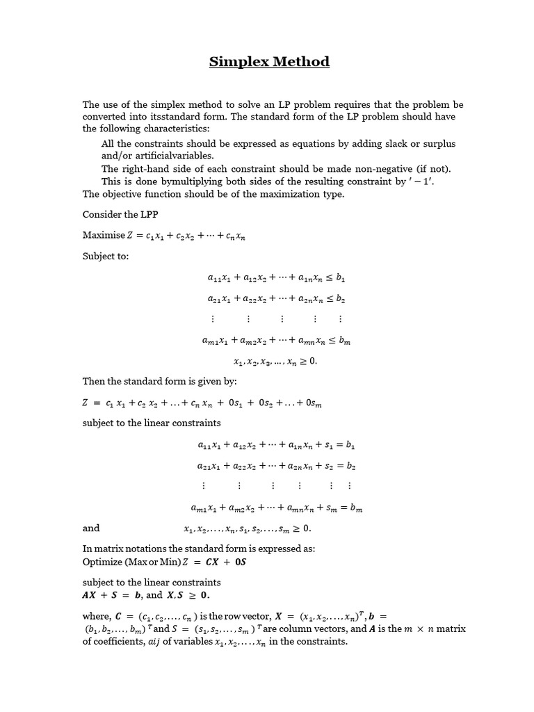 M1 T4 Simplex Method - Maximisation | PDF | System Of Linear Equations ...
