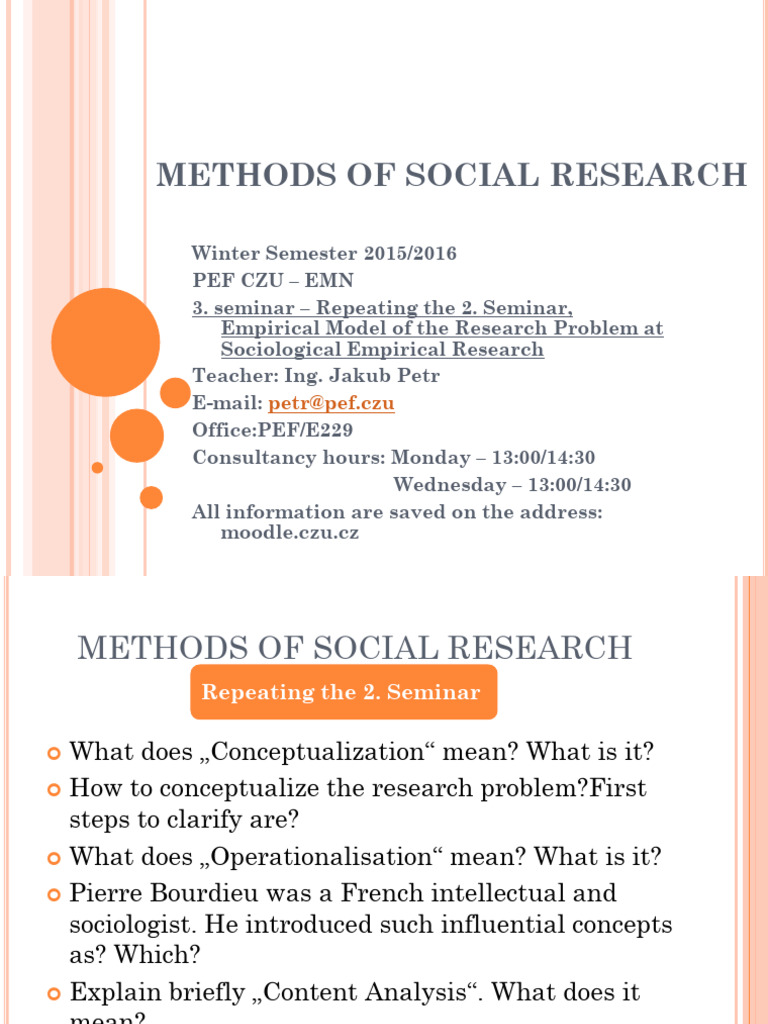 Seminar - Methods of Social Research | PDF | Sampling (Statistics) | Hypothesis