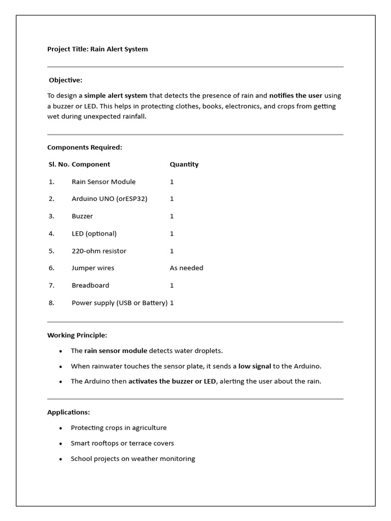 Rain Alert System Project Overview | PDF
