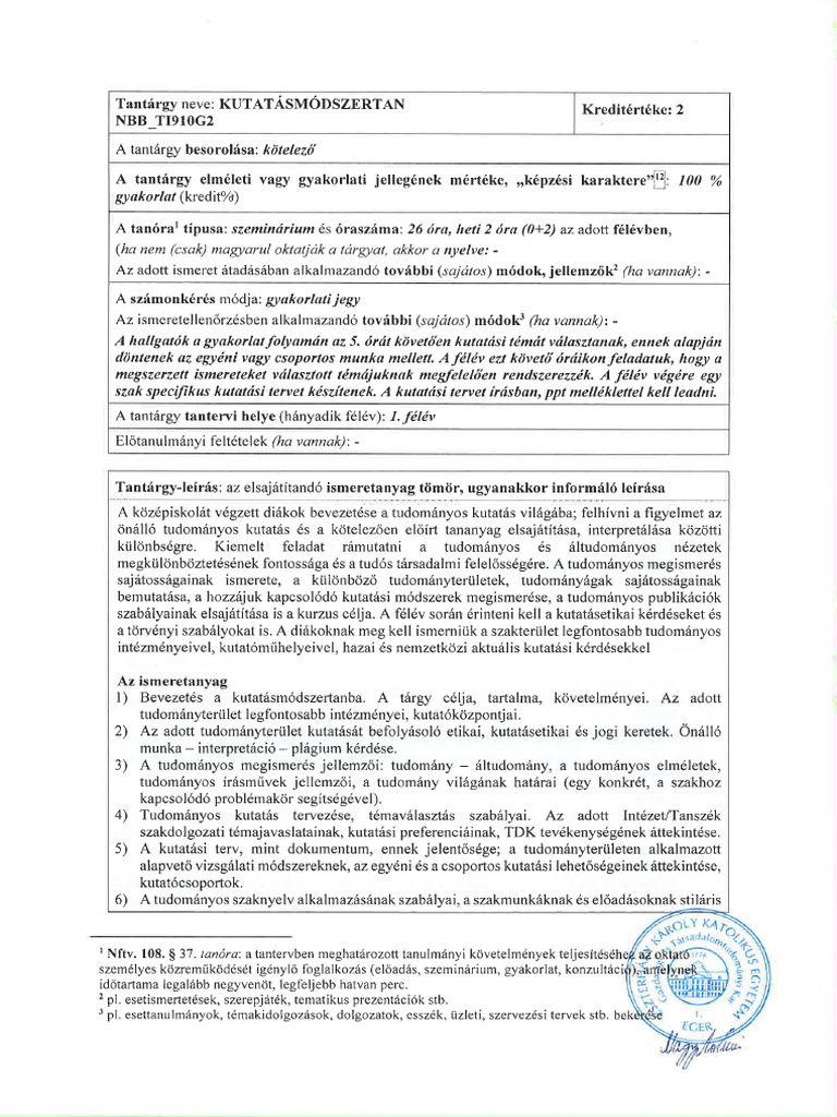 NBB TI910G2 Kutatásmódszertan | PDF