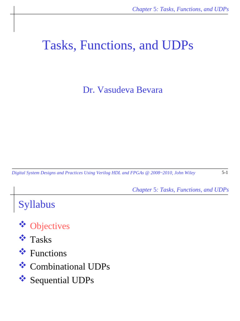 Tasks, Functions, and UDPs | PDF | Hardware Description Language | Electronic Engineering