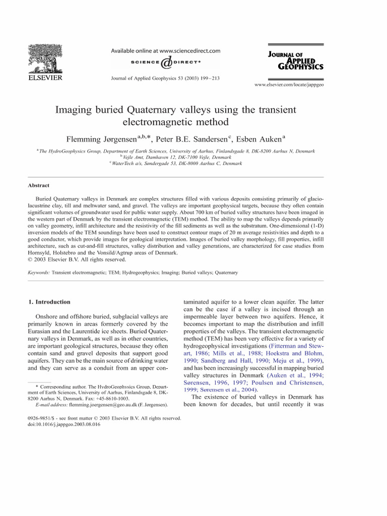 19 Imaging Buried Quaternary Valleys Using the Transient Electromagnetic Method | PDF