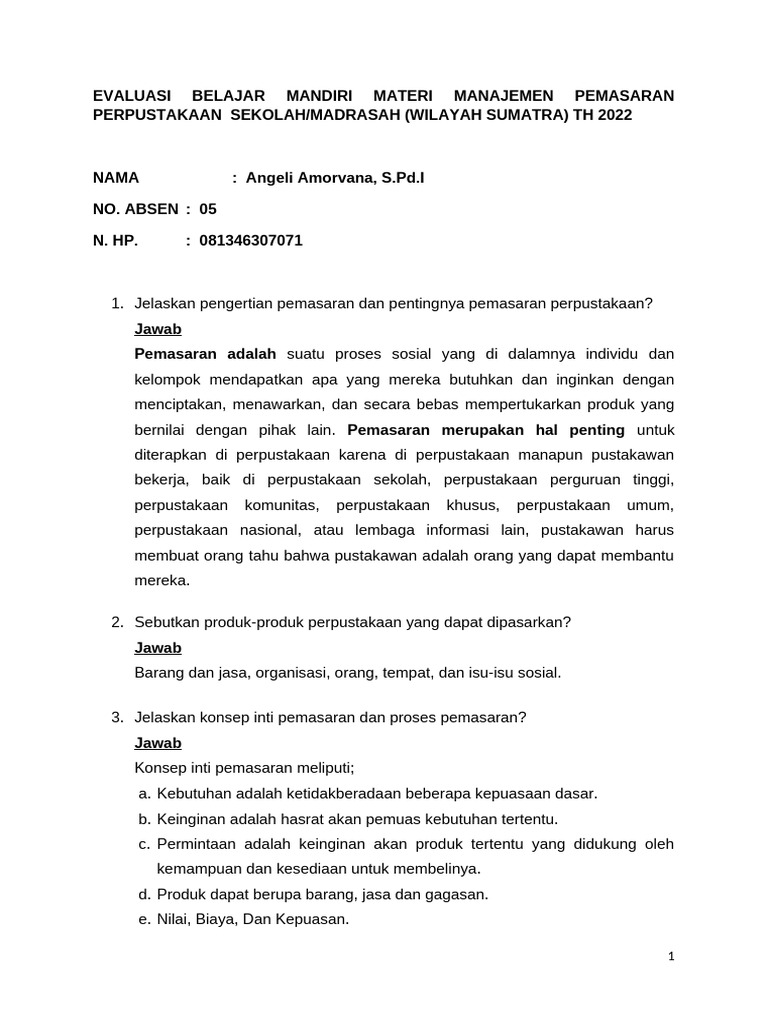 Penugasan Evaluasi Belajar Mandiri Materi MPPSM Diklat KPSM TH 2022 | PDF