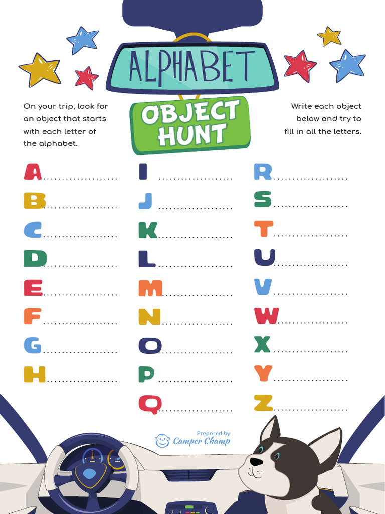 Camper Champ Road Trip Printables p1 Alphabet Object Hunt | PDF