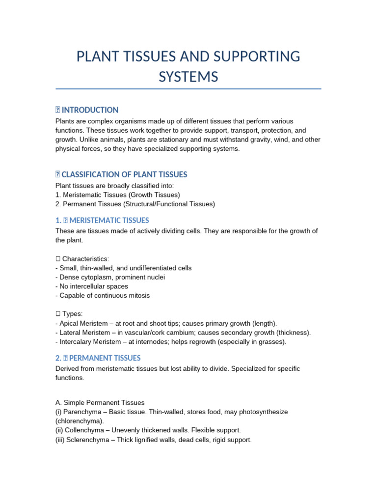 Plant Tissues UI Post UTME Full | PDF | Tissue (Biology) | Botany