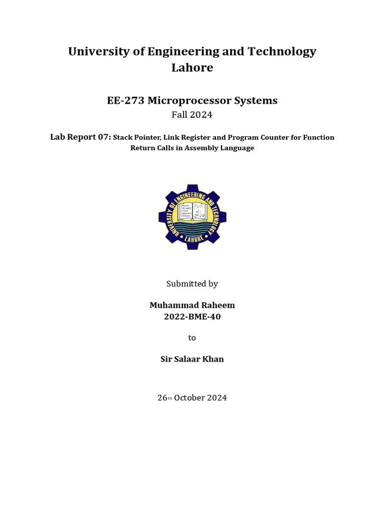 2022 BME 40 (Muhammad Raheem) | PDF | Pointer (Computer Programming) | Assembly Language