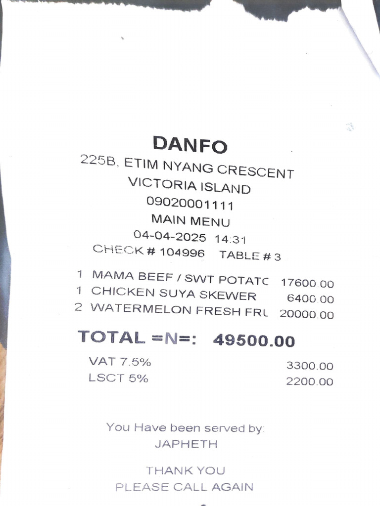 Danfo Bistro | PDF