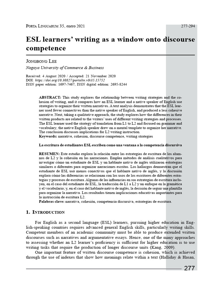 Lee 2021-ESL Learners Writing As A Window Onto Discourse Competence ...