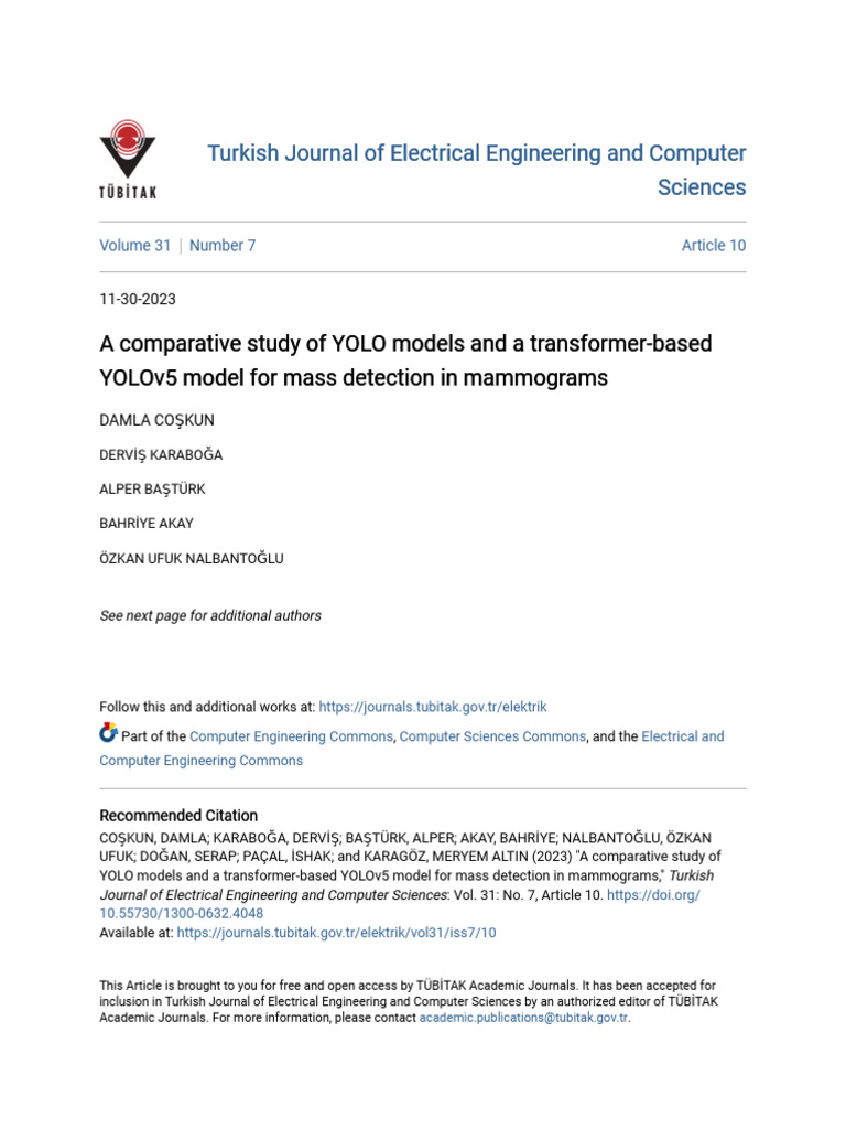 A Comparative Study of YOLO Models and A Transformer-Based YOLOv5 | PDF ...