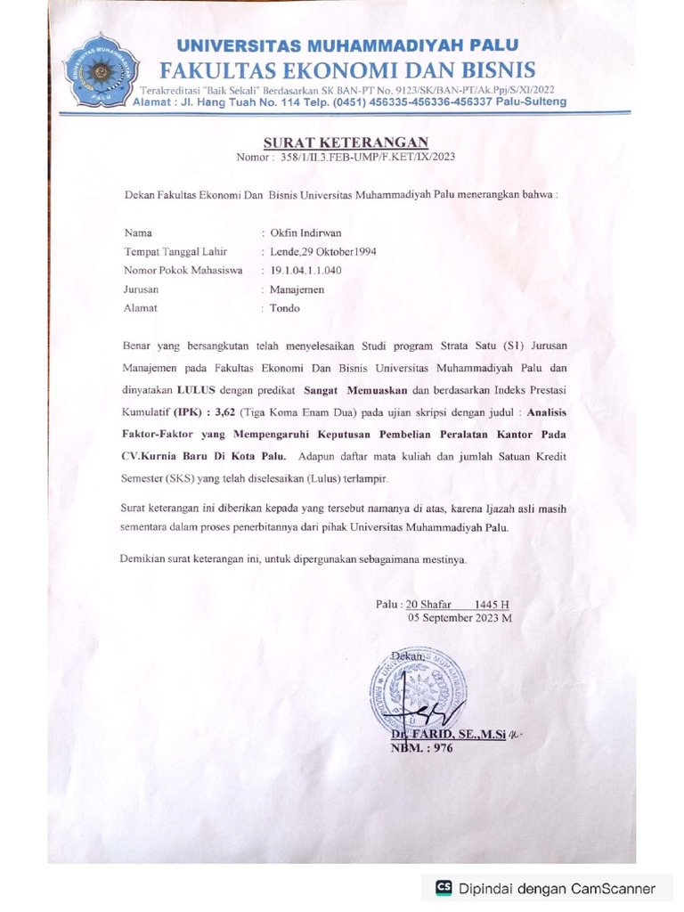 Surat Keterangan Lulus | PDF