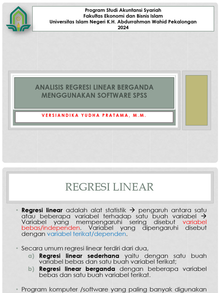 Tahapan Analisis Regresi Berganda SPSS | PDF