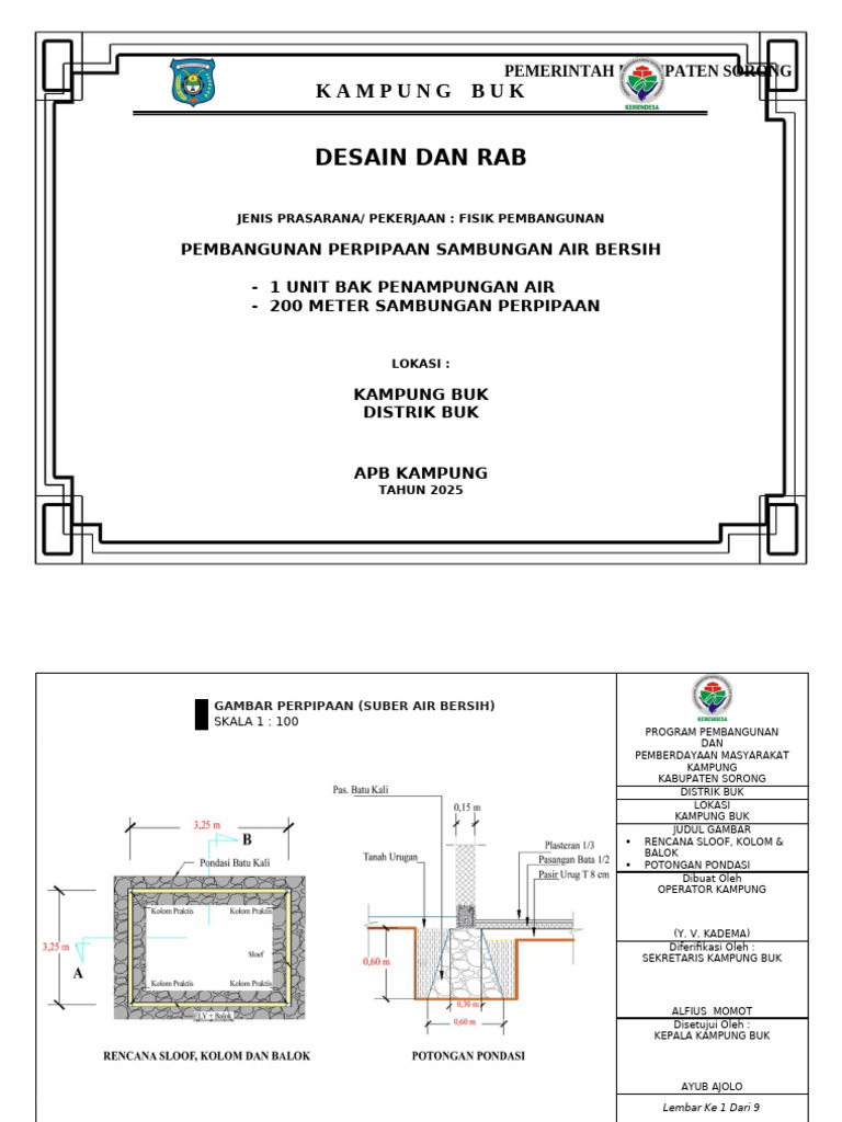 RKP Buk 2025 - Dokumen Air Bersih (Desain) | PDF