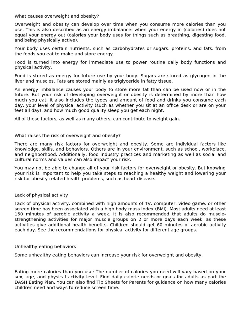 What Causes Overweight and Obesity | PDF | Polycystic Ovary Syndrome | Obesity