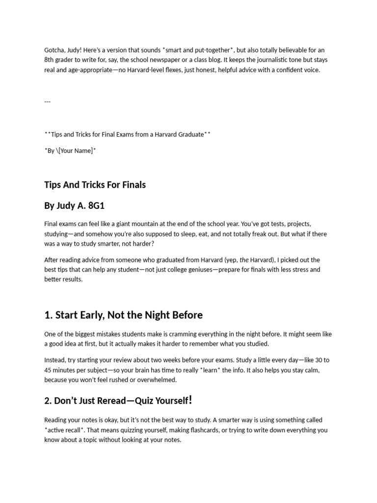 Tips and Tricks For Finals | PDF