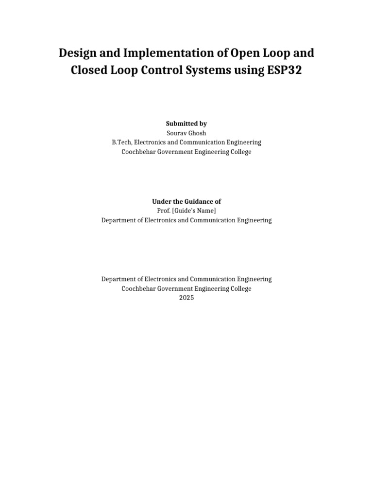 Open Closed Loop Control System Report With Certificate | PDF