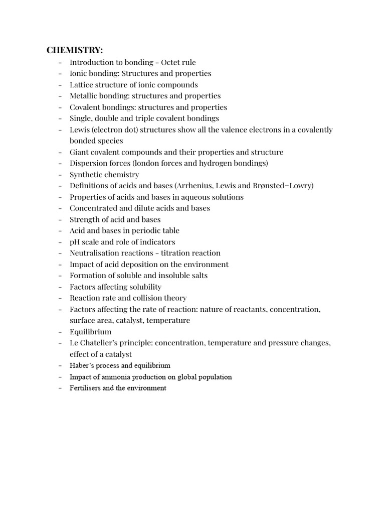Science Class Topics | PDF