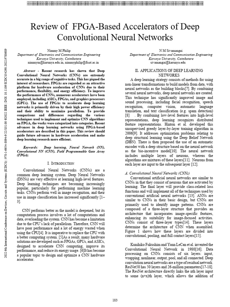 2022 Review of FPGA-Based Accelerators of Deep Convolutional Neural Networks | PDF | Deep ...