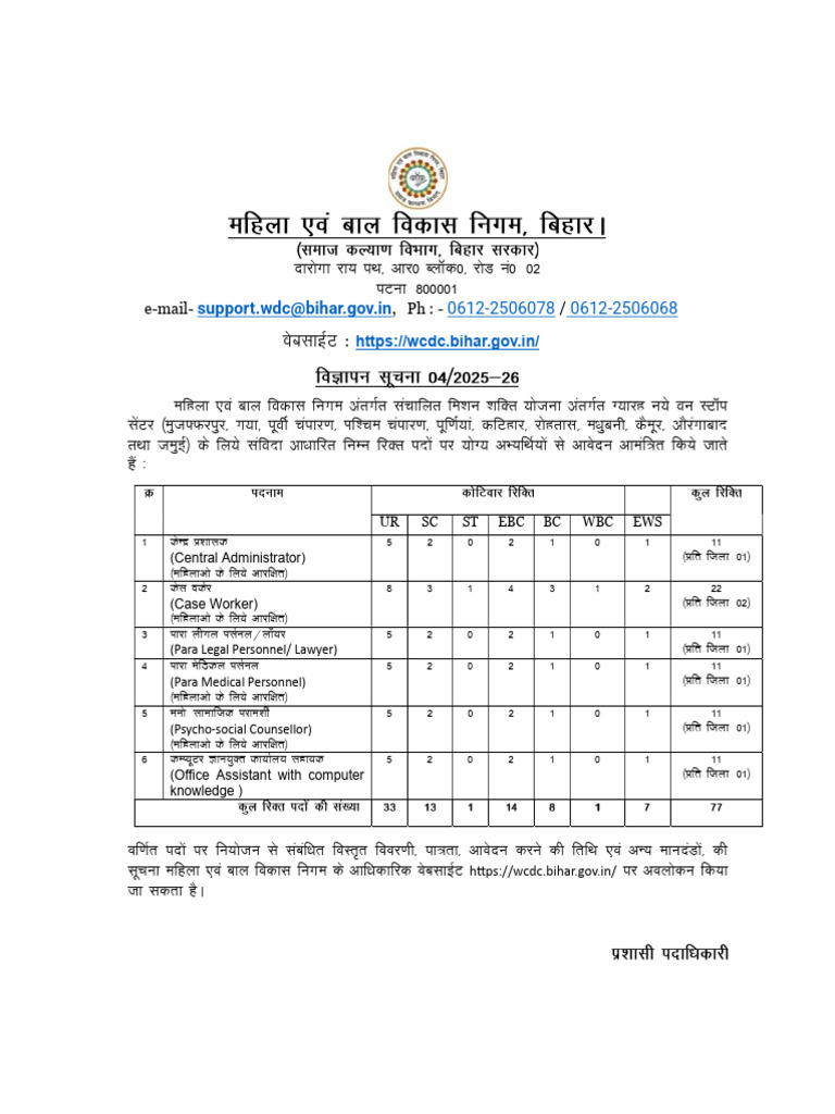 WCDC Bihar 1 | PDF