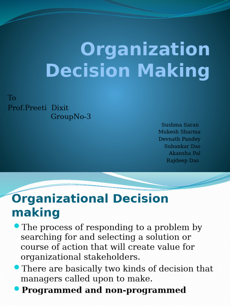 Organizational Decision-Making Guide | PDF | Decision Making ...