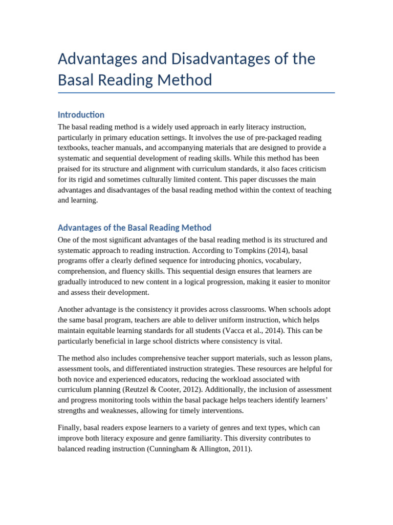 Basal Reading Method Assignment | PDF | Reading Comprehension | Phonics