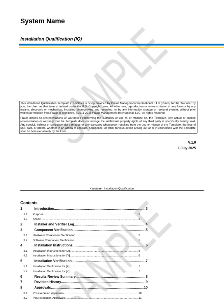 Template InstallationQualification | PDF | Specification (Technical Standard) | Verification And ...
