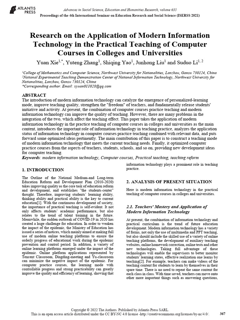 Application of Modern Information Technology in The Practical Teaching ...