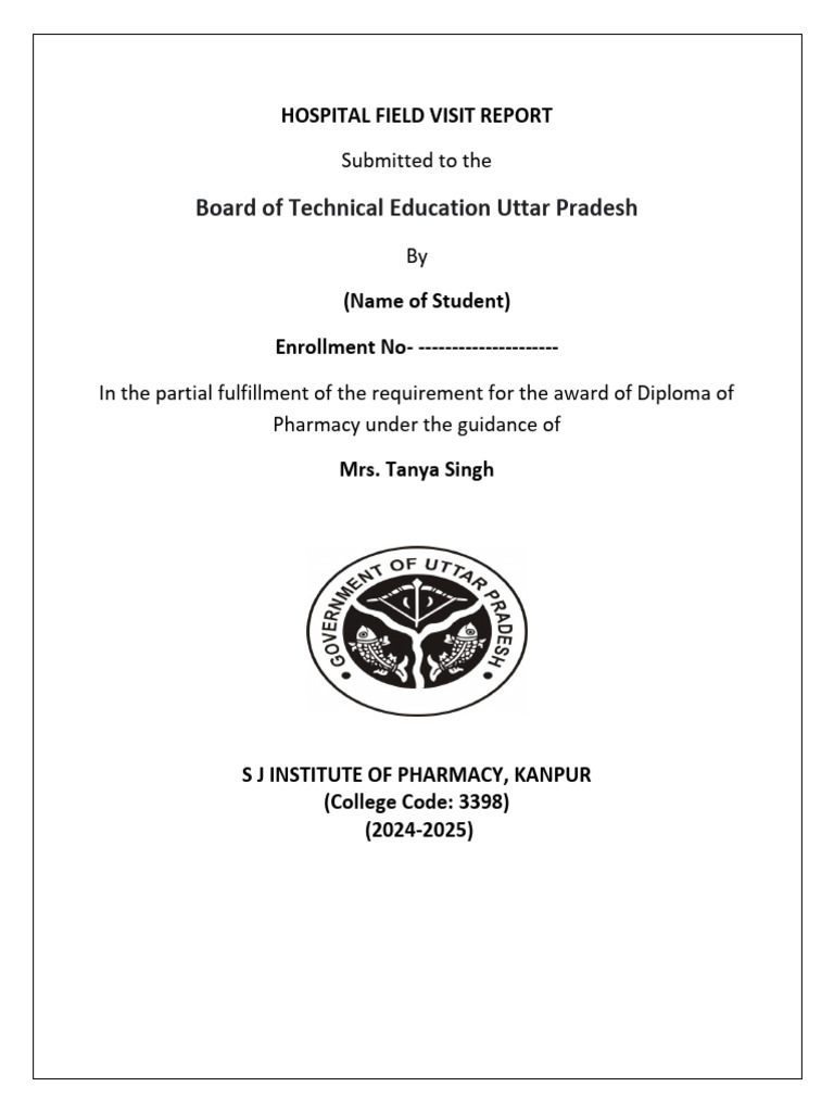 Hospital Field Visit Report for Pharmacy Students | PDF | First Aid ...