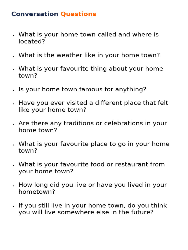 Speaking Questions About Hometown A2 | PDF