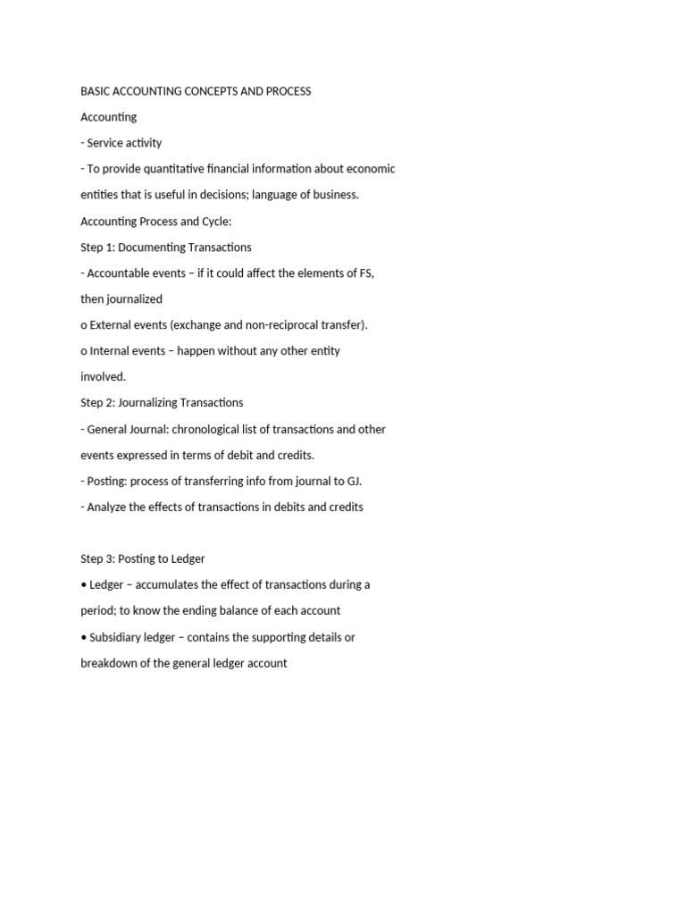 Basic Accounting Concepts and Process | PDF