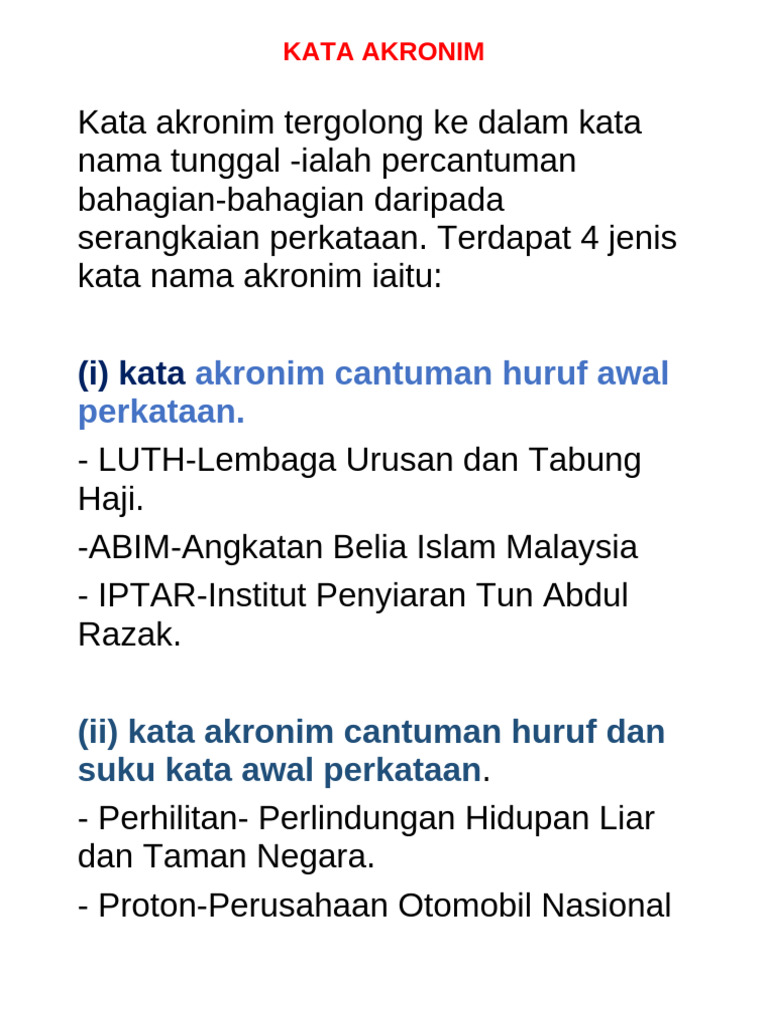 Nota Kata Akronim | PDF