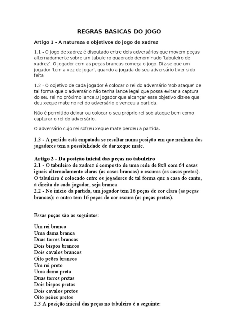 As Regras Básicas do Xadrez: Movimentos das Peças e Objetivo do Jogo ...