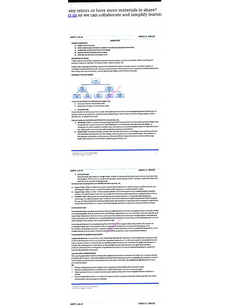Iom Notes Topic 2 Trade | PDF