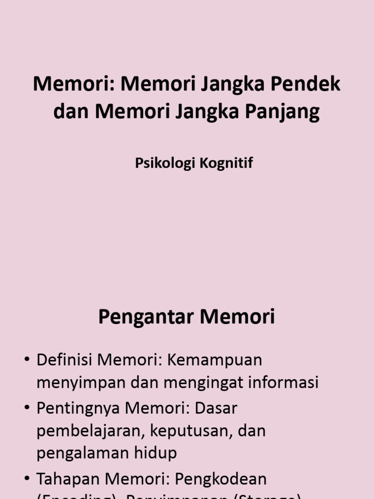 Memori Jangka Pendek dan Panjang | PDF