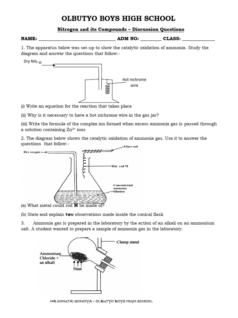 3.4 Nitrogen and Its Compounds | PDF | Ammonia | Nitrogen