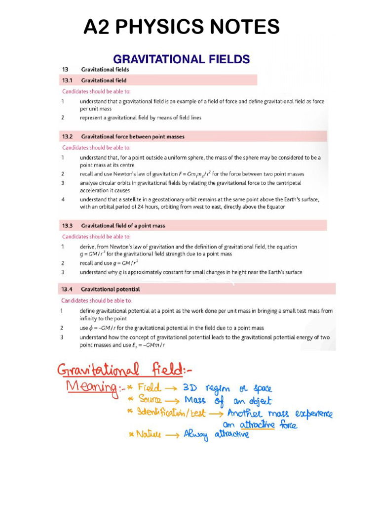 A2 PHYSICS Gravitational Fields | PDF