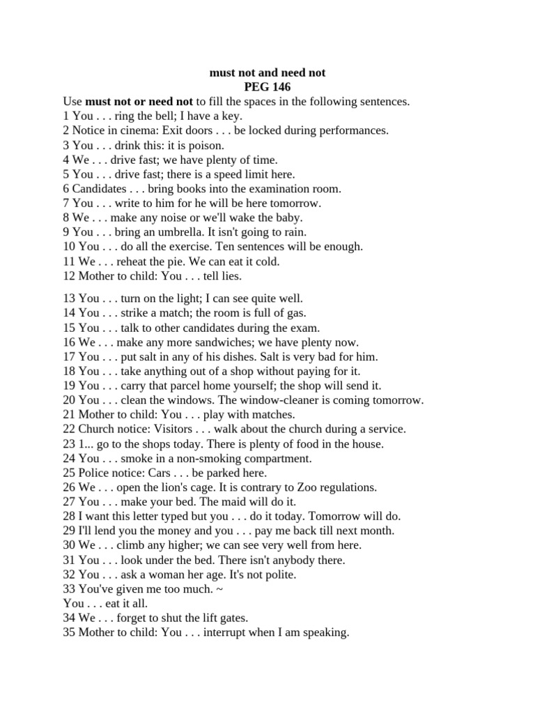 22 Must Not and Need Not | PDF