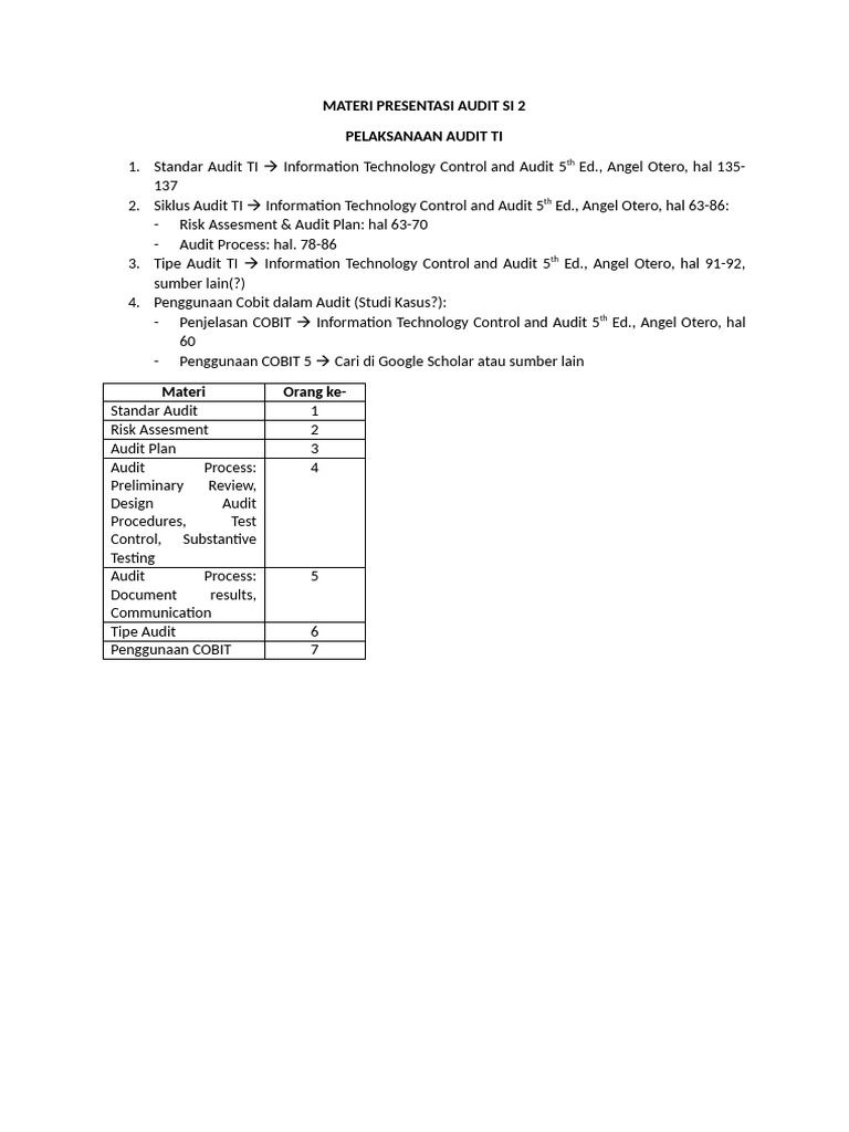 Materi Presentasi Audit Si 2 | PDF