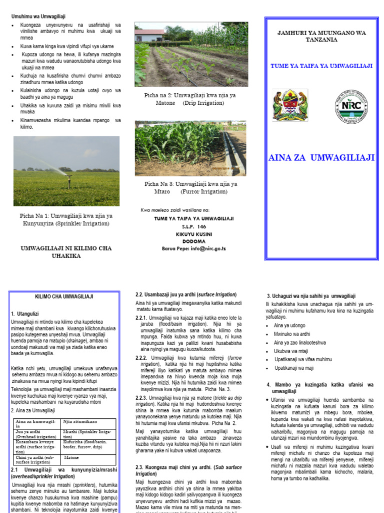 Sw1628005980-Aina Za Umwagiliaji - 2019 Final2 | PDF