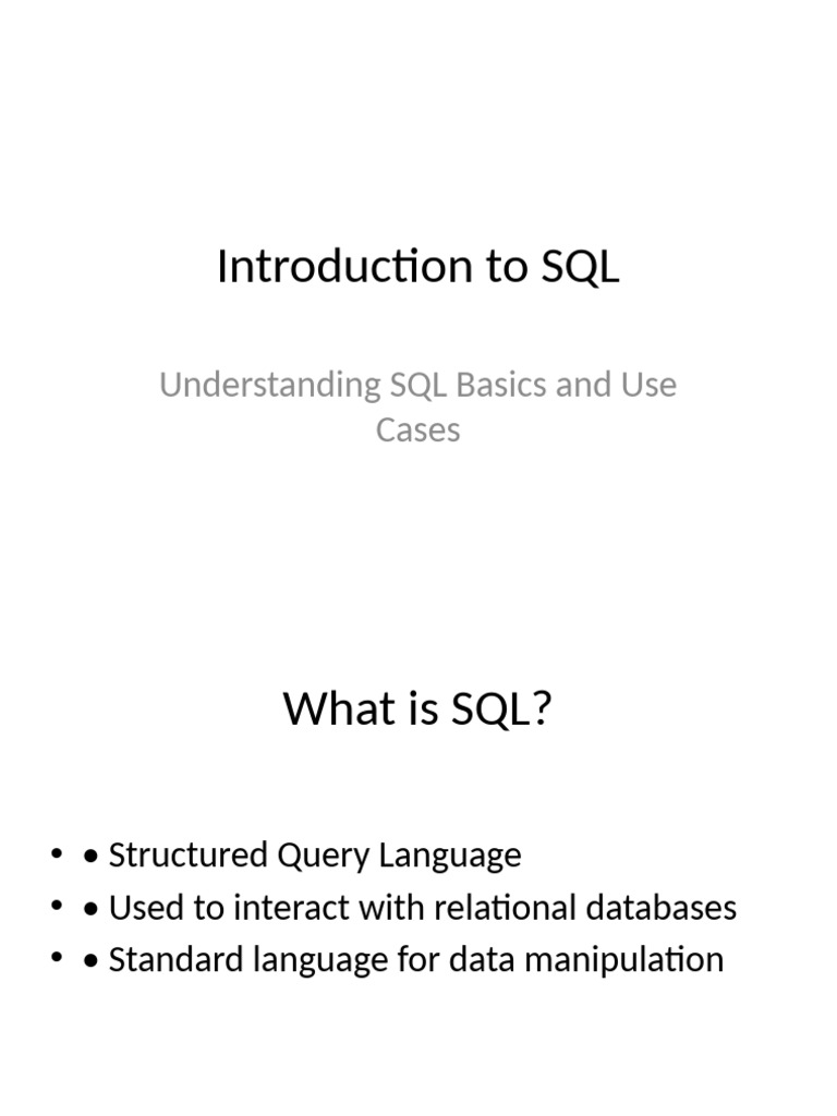 SQL Presentation | PDF