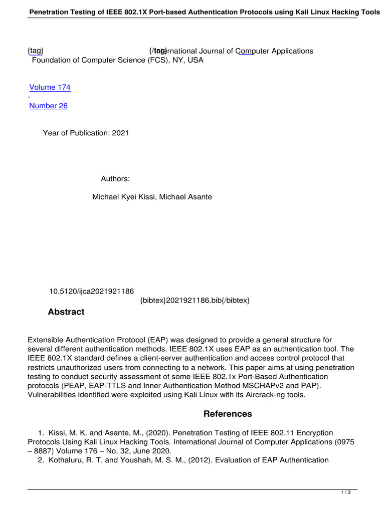 Penetration Testing of IEEE 802 1X Port | PDF | Computer Networking ...