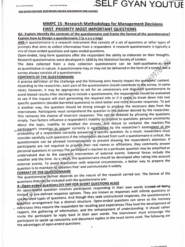 MMPC 15 Important Que | PDF