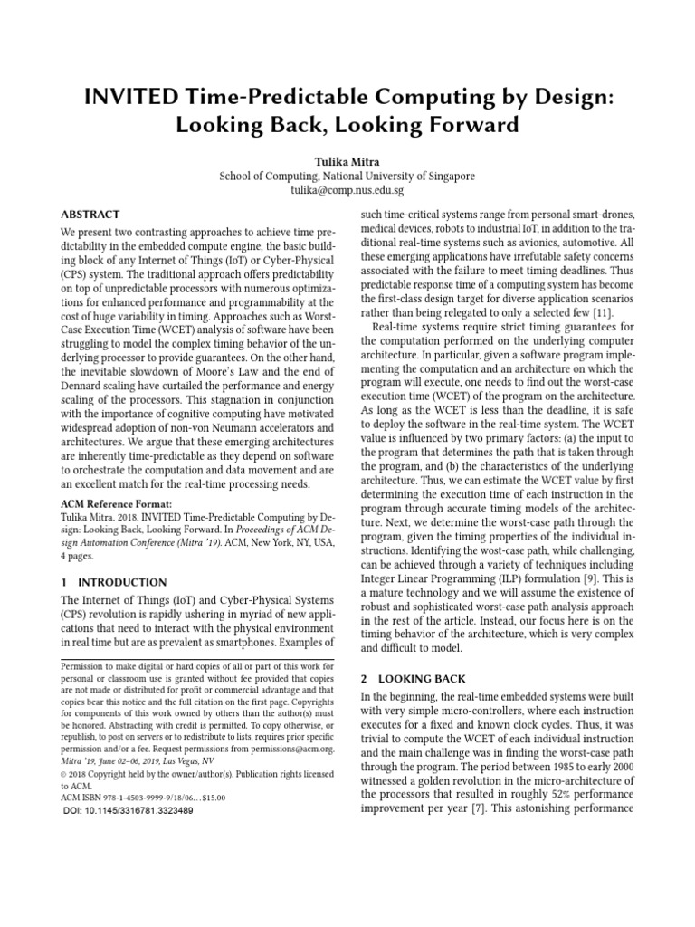 INVITED Time-Predictable Computing by Design - Looking Back - Looking Forward | PDF | Cpu Cache ...