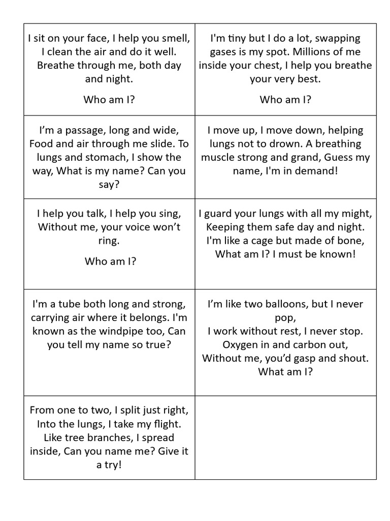 Riddles On Repiratory System | PDF