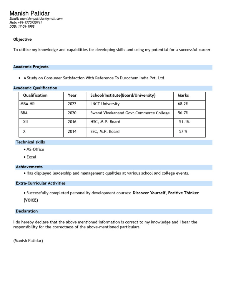 Manish Resume | PDF